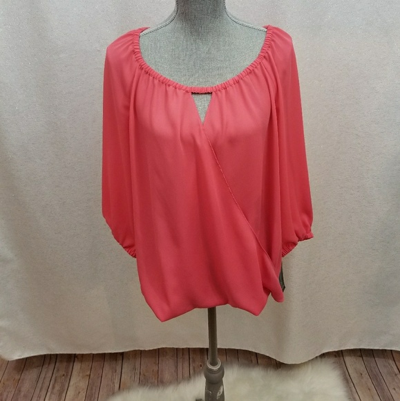 INC International Concepts | Tops | Nwt Inc Coral Keyhole Faux Wrap ...